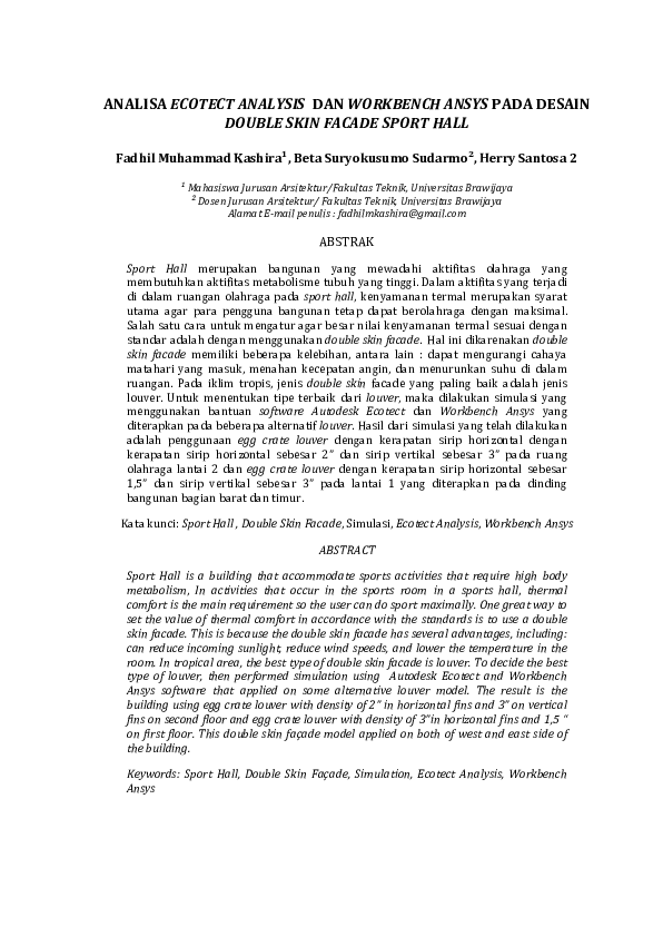 (PDF) Analisa Ecotect Analysis dan Workbench Ansys pada Desain Double ...