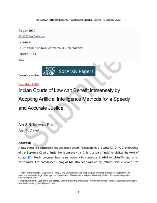 (PDF) Indian Courts of Law can Benefit Immensely by Adopting Artificial ...