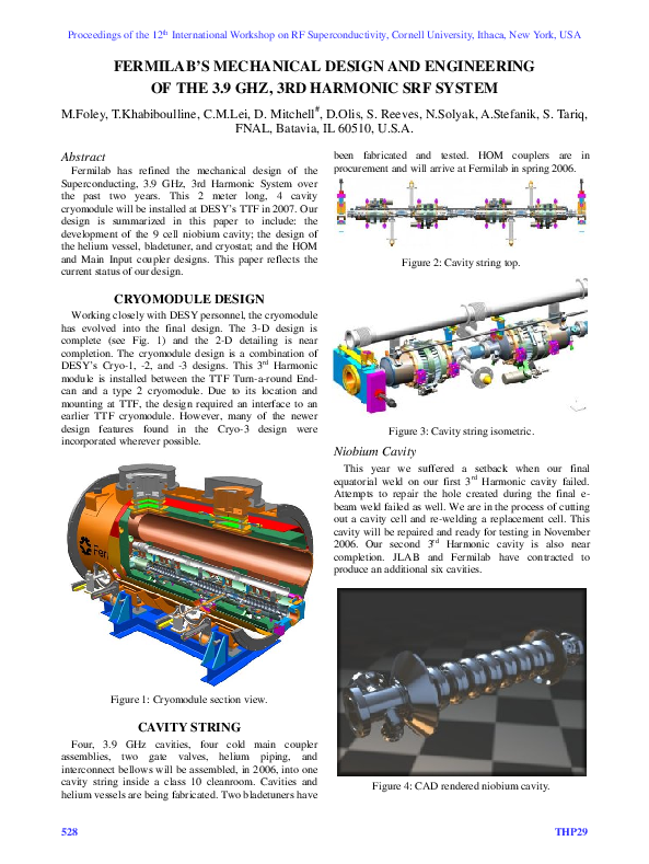 (PDF) Fermilab's Mechanical Design and Engineering of the 3.9 GHZ, 3RD ...