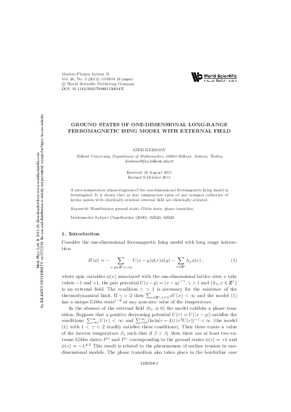 (PDF) Ground States of One-Dimensional Long-Range Ferromagnetic Ising ...
