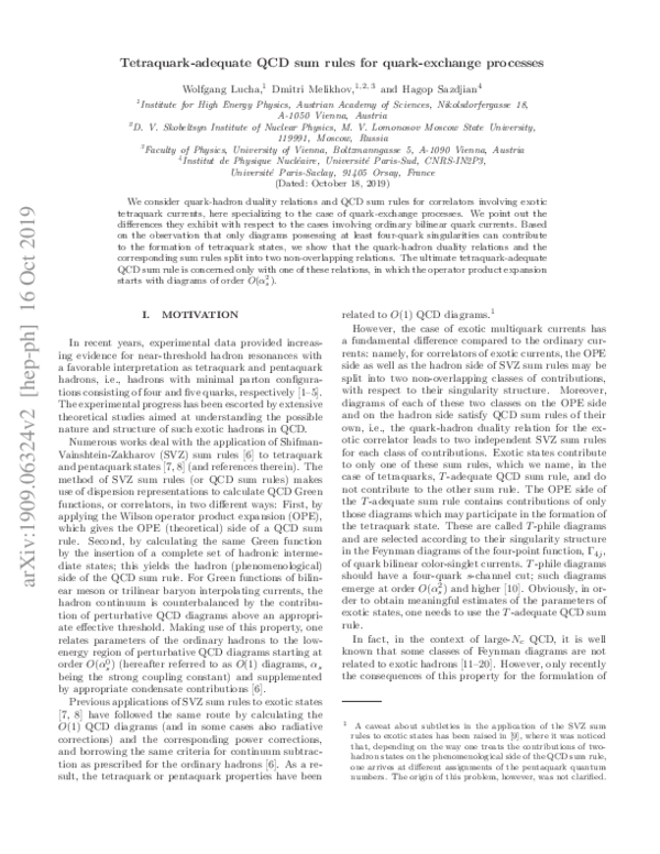 (PDF) Tetraquark-adequate QCD sum rules for quark-exchange processes