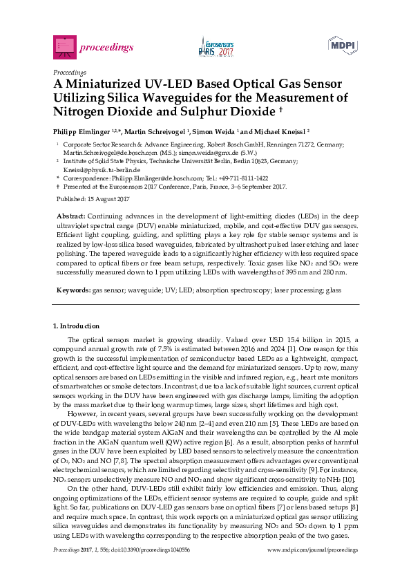 (PDF) A Miniaturized UV-LED Based Optical Gas Sensor Utilizing Silica ...