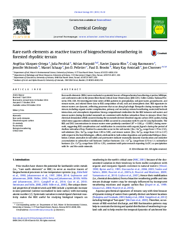 (PDF) Rare earth elements as reactive tracers of biogeochemical ...