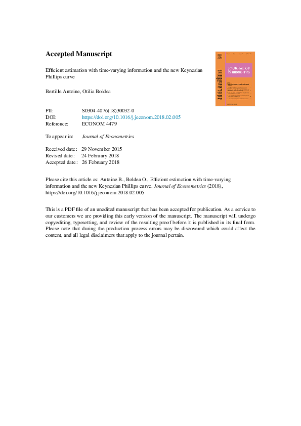 Pdf Efficient Estimation With Time Varying Information And The New Keynesian Phillips Curve