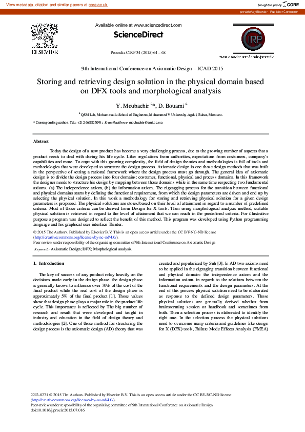 (PDF) Storing and Retrieving Design Solution in the Physical Domain Based on DFX Tools and ...