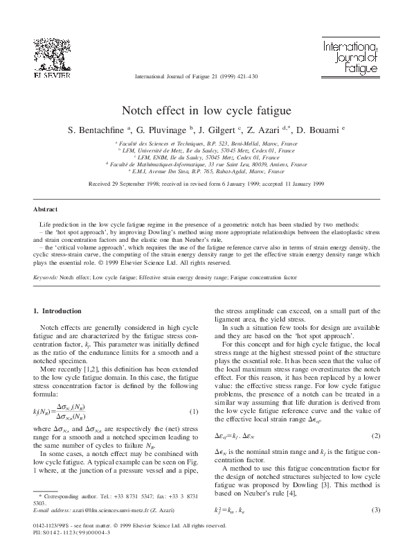 (PDF) Notch effect in low cycle fatigue