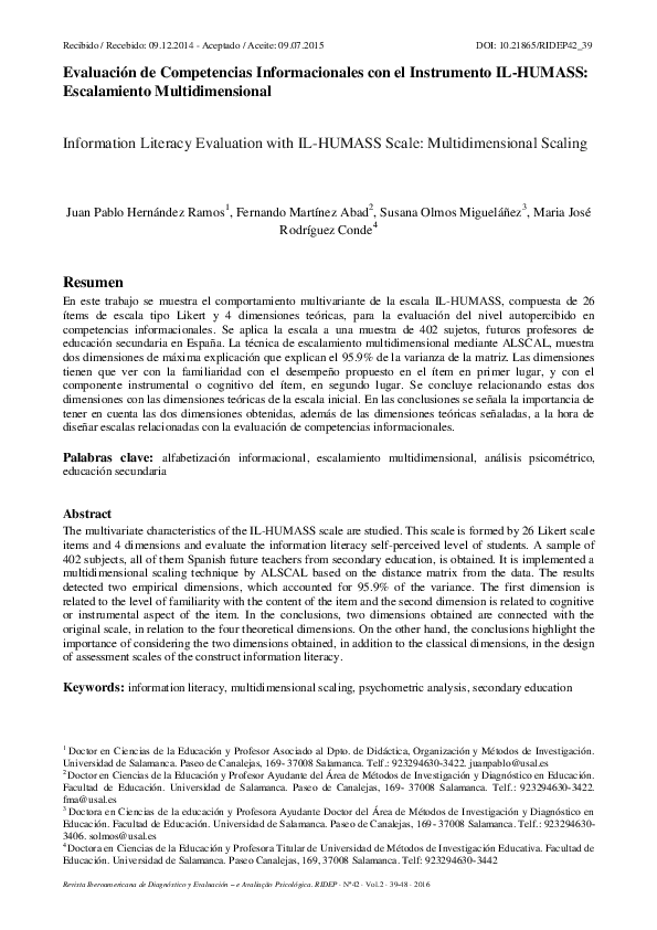 (PDF) Evaluación de Competencias Informacionales con el Instrumento IL ...
