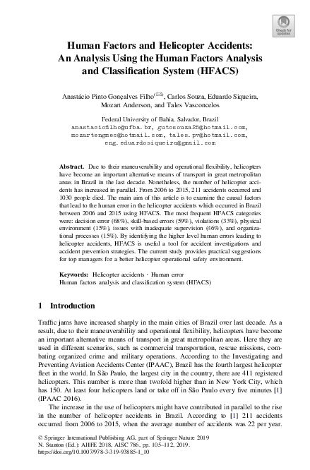 (PDF) Human Factors and Helicopter Accidents: An Analysis Using the ...