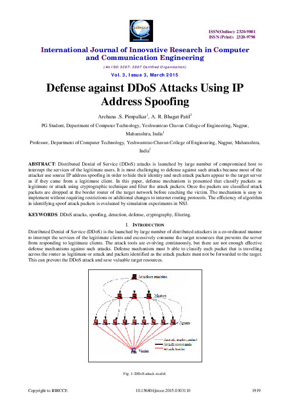 (PDF) Detection and defense mechanisms against DDoS attacks: A review