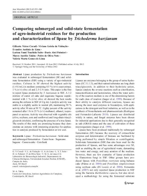 (PDF) Comparing submerged and solid-state fermentation of agro-industrial residues for the ...