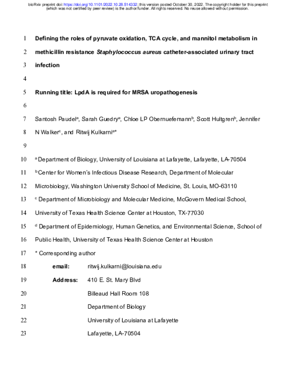 (PDF) Defining the roles of pyruvate oxidation, TCA cycle, and mannitol ...