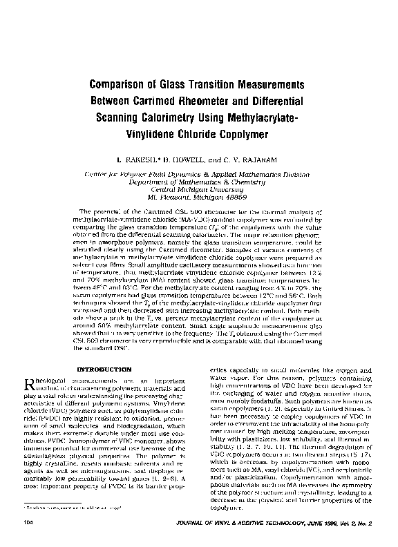 (PDF) Comparison of glass transition measurements between carrimed ...