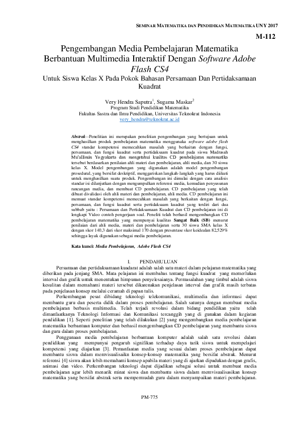 (PDF) Pengembangan Media Pembelajaran Matematika Berbantuan Multimedia Interaktif Dengan ...