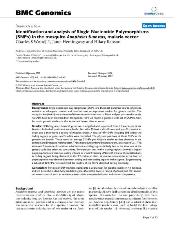 (PDF) Identification and analysis of single nucleotide polymorphisms (SNPs) in citrus