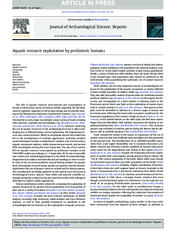 (PDF) Aquatic resource exploitation by prehistoric humans
