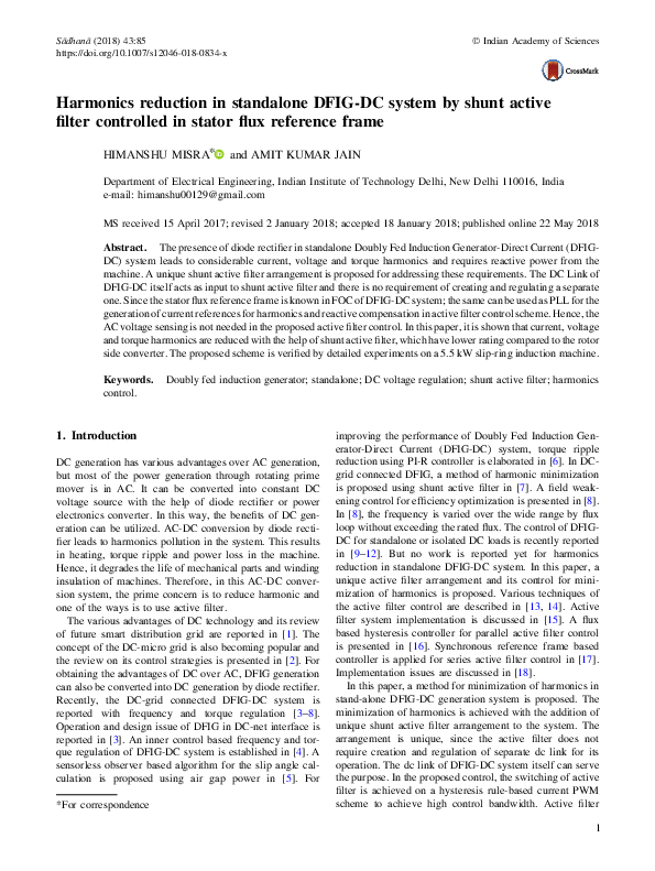(PDF) Harmonics reduction in standalone DFIG-DC system by shunt active ...