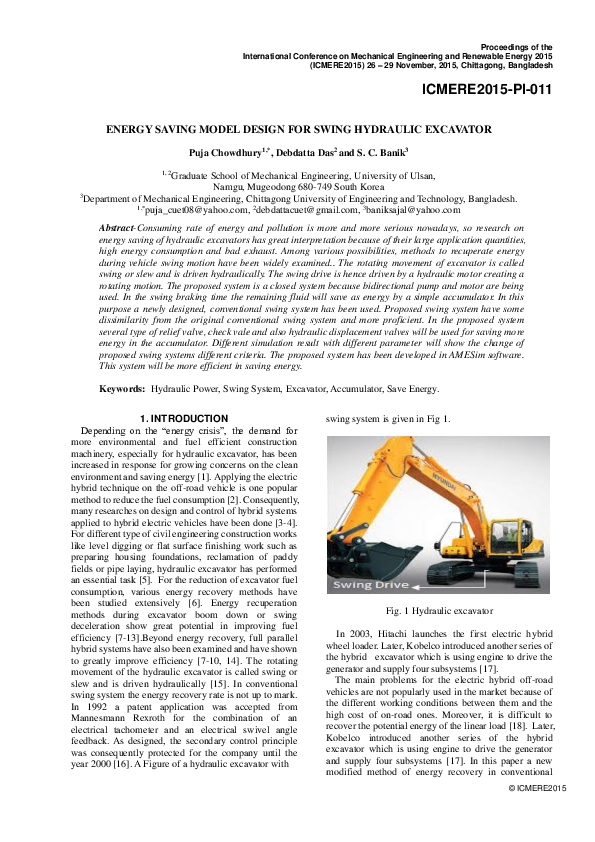 (PDF) Energy Saving Model Design for Swing Hydraulic Excavator