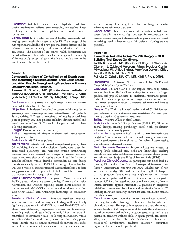 (PDF) Poster 15 Comparative Study of Co‐Activation of Quadriceps and ...