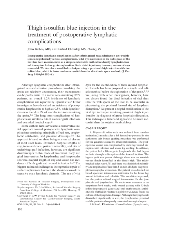 (PDF) Thigh isosulfan blue injection in the treatment of postoperative ...
