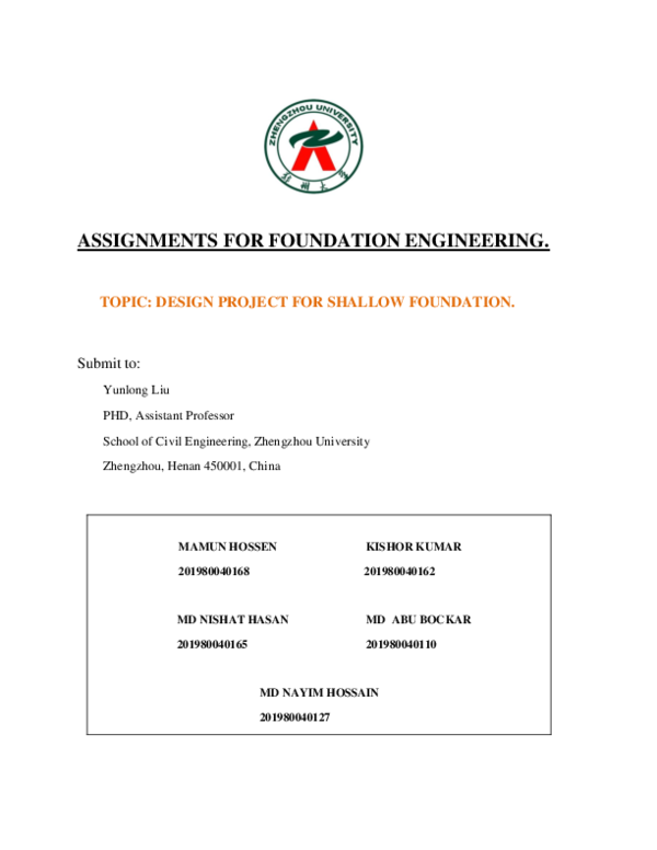 (PDF) Design Project for Shallow Foundation