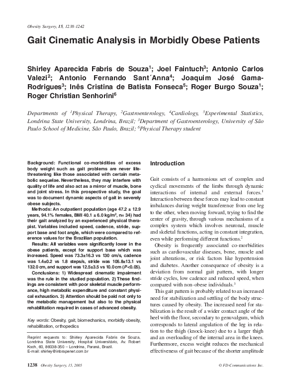 (PDF) Gait Cinematic Analysis in Morbidly Obese Patients