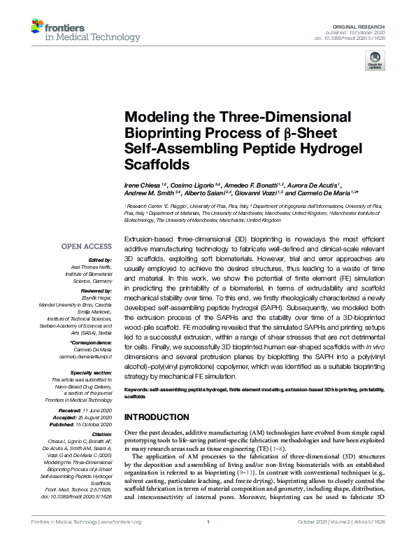 (PDF) Modeling the Three-Dimensional Bioprinting Process of β-Sheet Self-Assembling Peptide ...