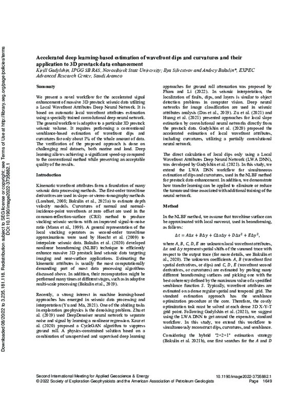 (PDF) Accelerated deep learning-based estimation of wavefront dips and curvatures and their ...