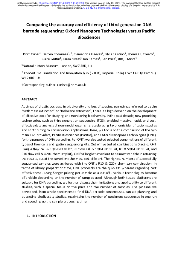 (PDF) Comparing the accuracy and efficiency of third generation DNA ...