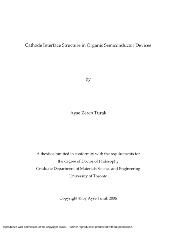 (PDF) Cathode interface structure in organic semiconductor devices