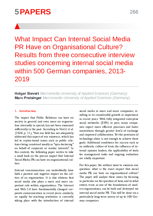(PDF) What Impact Can Internal Social Media PR Have on Organisational ...