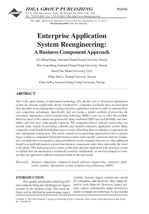 (PDF) Enterprise Application System Reengineering