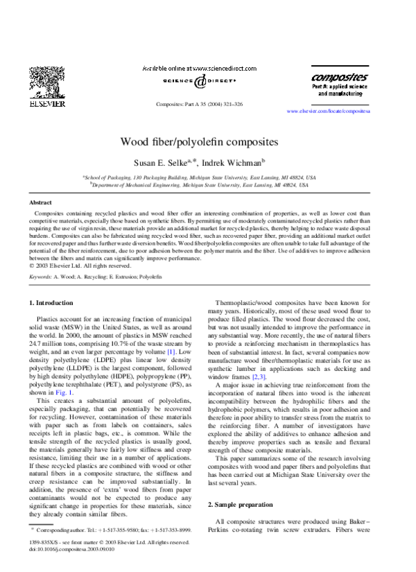 (PDF) Wood fiber/polyolefin composites | Indrek Wichman - Academia.edu