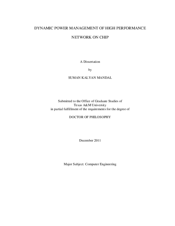 (PDF) Dynamic Power Management of High Performance Network on Chip | Rabi Mahapatra - Academia.edu