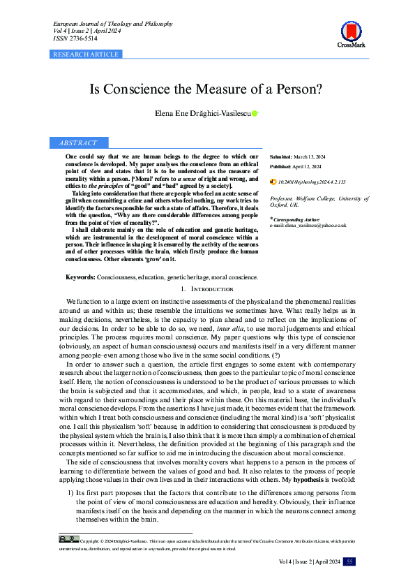 (PDF) Is Conscience the Measure of a Person?