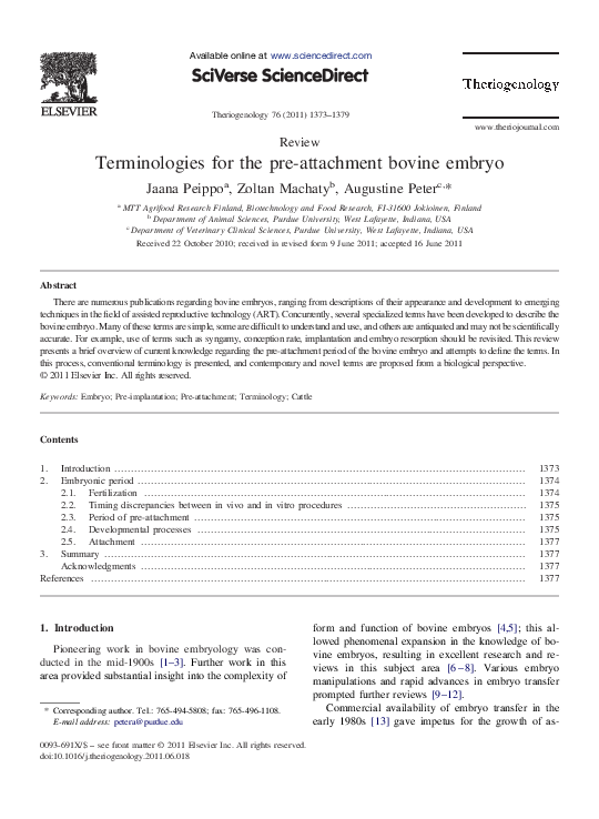 (PDF) Terminologies for the pre-attachment bovine embryo | Zoltán ...