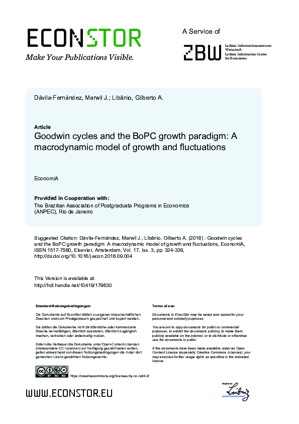 (PDF) Goodwin cycles and the BoPC growth paradigm: A macrodynamic model ...