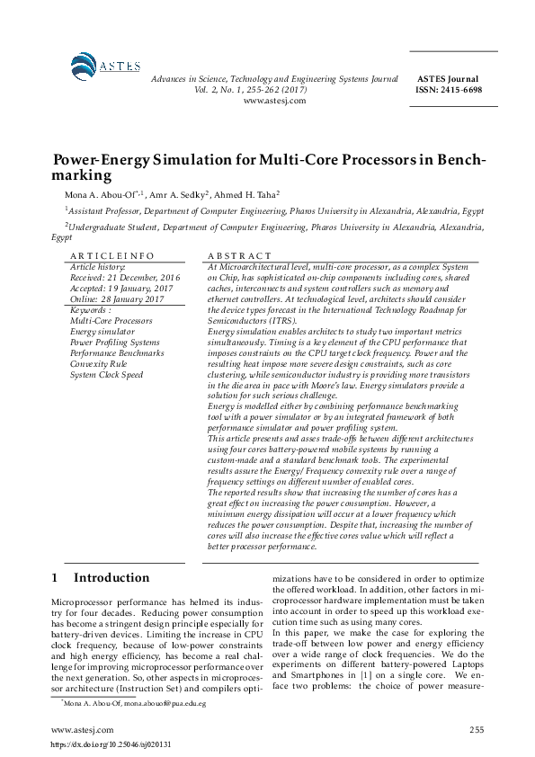 (PDF) Power-Energy Simulation for Multi-Core Processors in Bench-marking