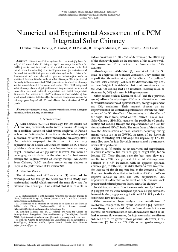 (PDF) Numerical and Experimental Assessment of a PCM Integrated Solar ...