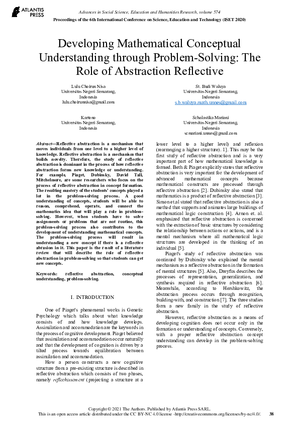 Pdf Developing Mathematical Conceptual Understanding Through Problem Solving The Role Of