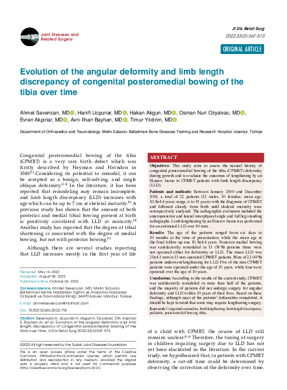 (PDF) Evolution of the angular deformity and limb length discrepancy of ...