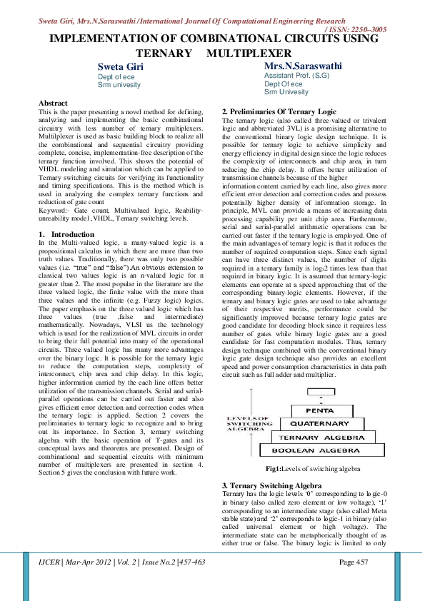 Pdf Implementation Of Combinational Circuits Using