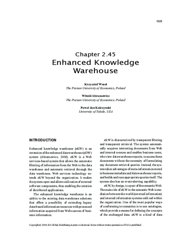 (PDF) Enhanced Knowledge Warehouse