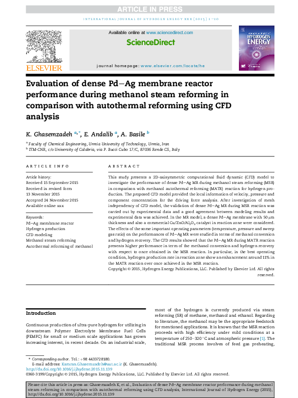 (PDF) Evaluation of dense Pd–Ag membrane reactor performance during ...