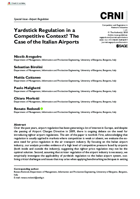 (PDF) Yardstick Regulation in a Competitive Context? The Case of the ...