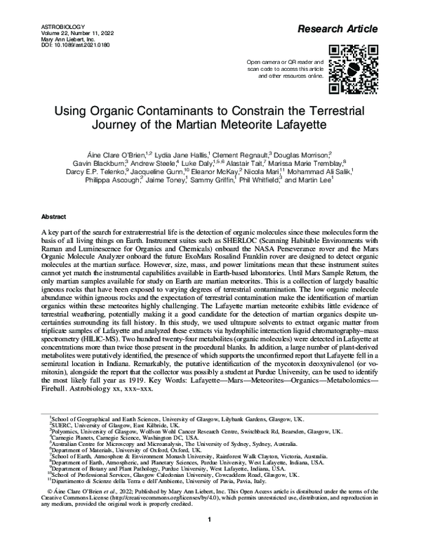 (PDF) Using Organic Contaminants to Constrain the Terrestrial Journey ...