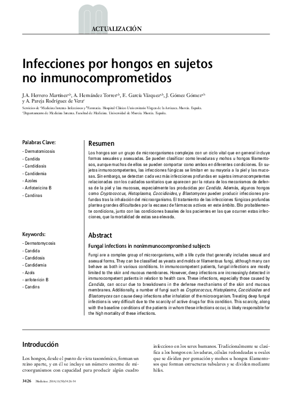 (PDF) Infecciones por hongos en sujetos no inmunocomprometidos