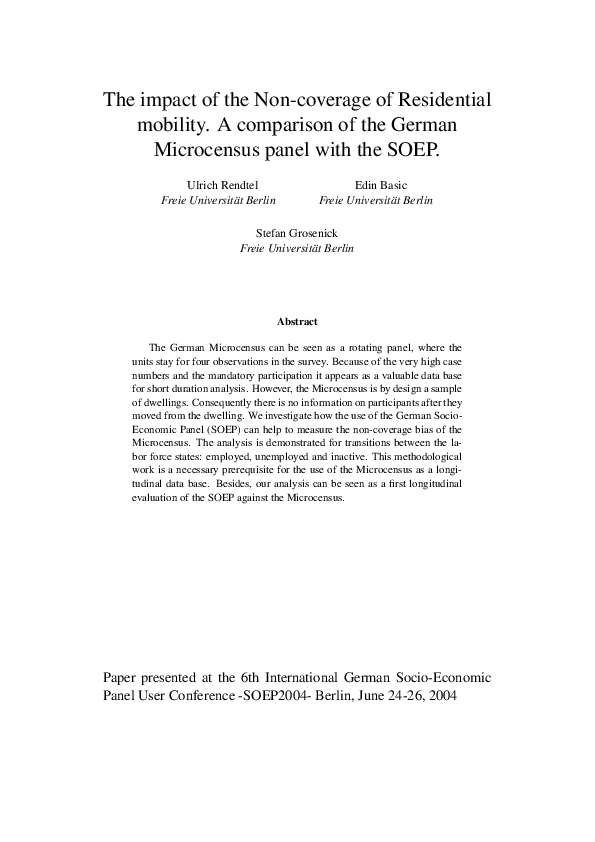 (PDF) The impact of the Non-coverage of Residential mobility. A ...