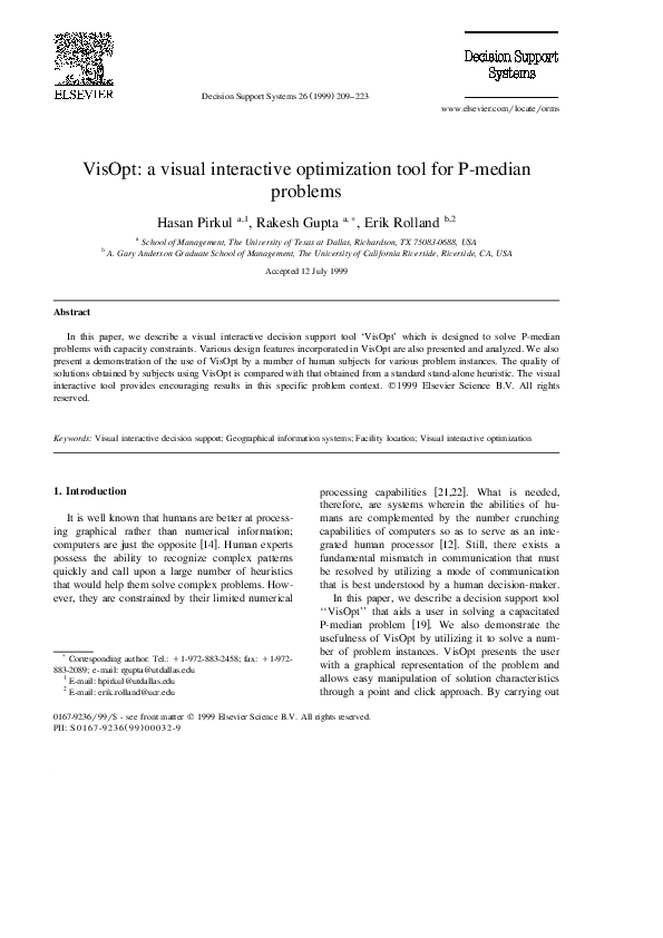 (PDF) VisOpt: a visual interactive optimization tool for P-median problems