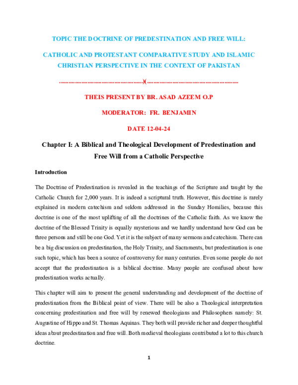 (PDF) PREDESTINATION AND FREE WILL