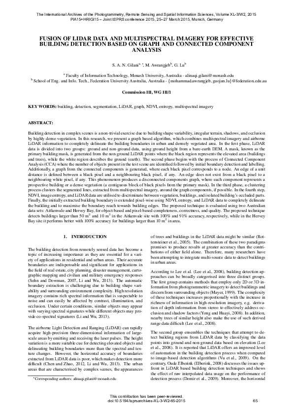 Pdf Fusion Of Lidar Data And Multispectral Imagery For Effective Building Detection Based On